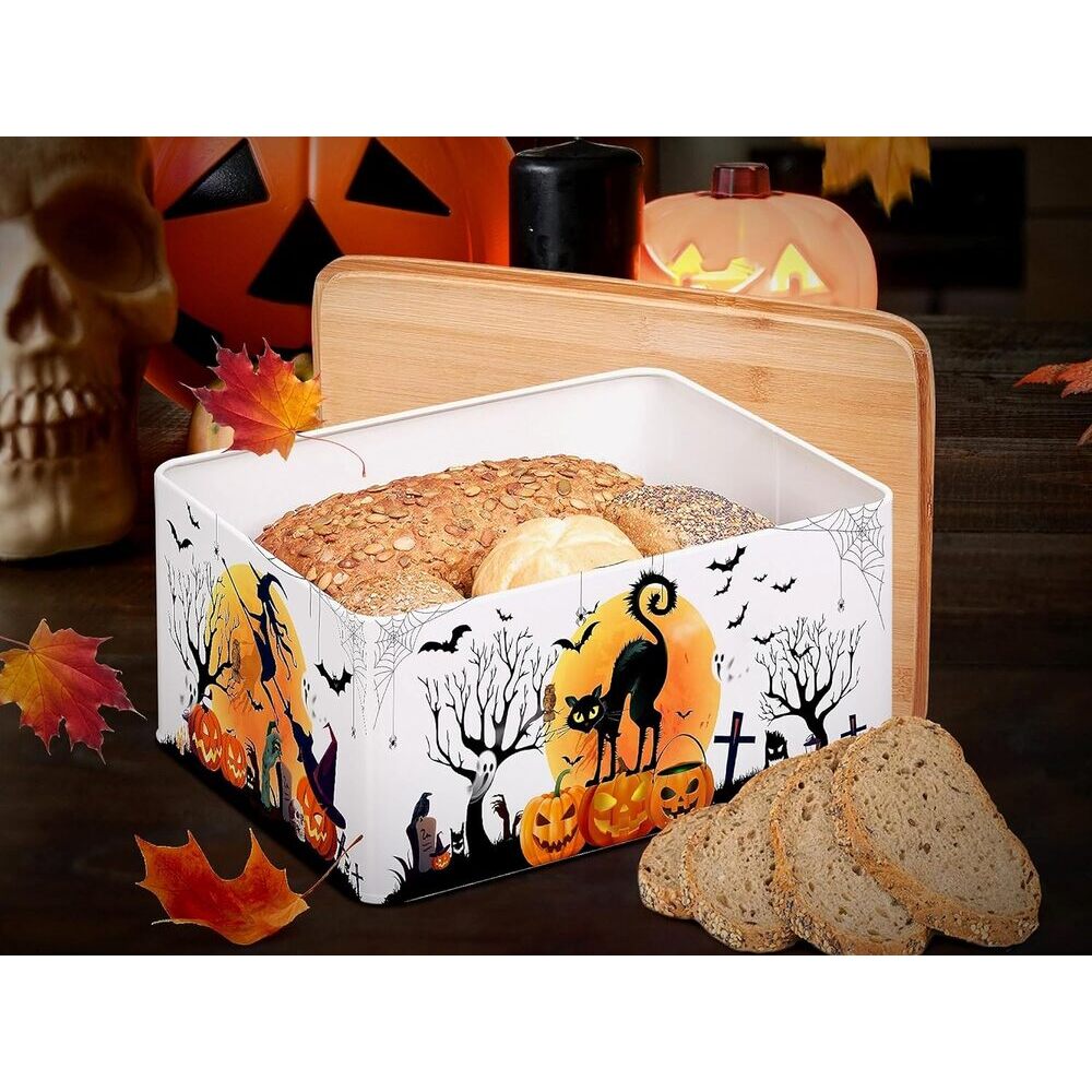 Stylish Halloween Bread Box: Gothic Kitchen Decor with a Feline Twist ...