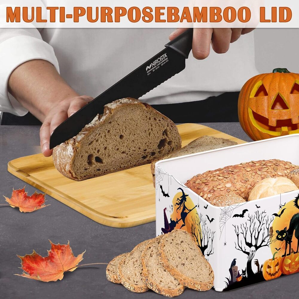Stylish Halloween Bread Box: Gothic Kitchen Decor with a Feline Twist ...