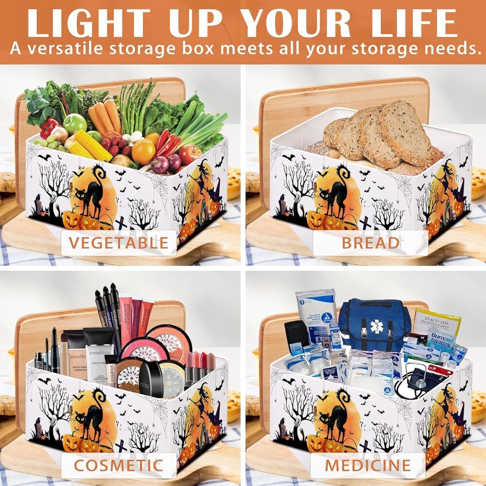 Stylish Halloween Bread Box: Gothic Kitchen Decor with a Feline Twist ...