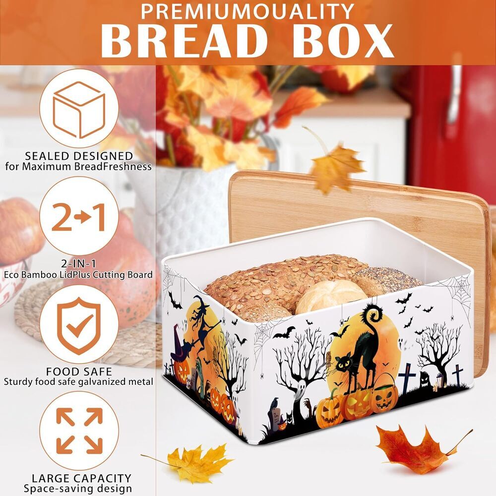 Stylish Halloween Bread Box: Gothic Kitchen Decor with a Feline Twist ...