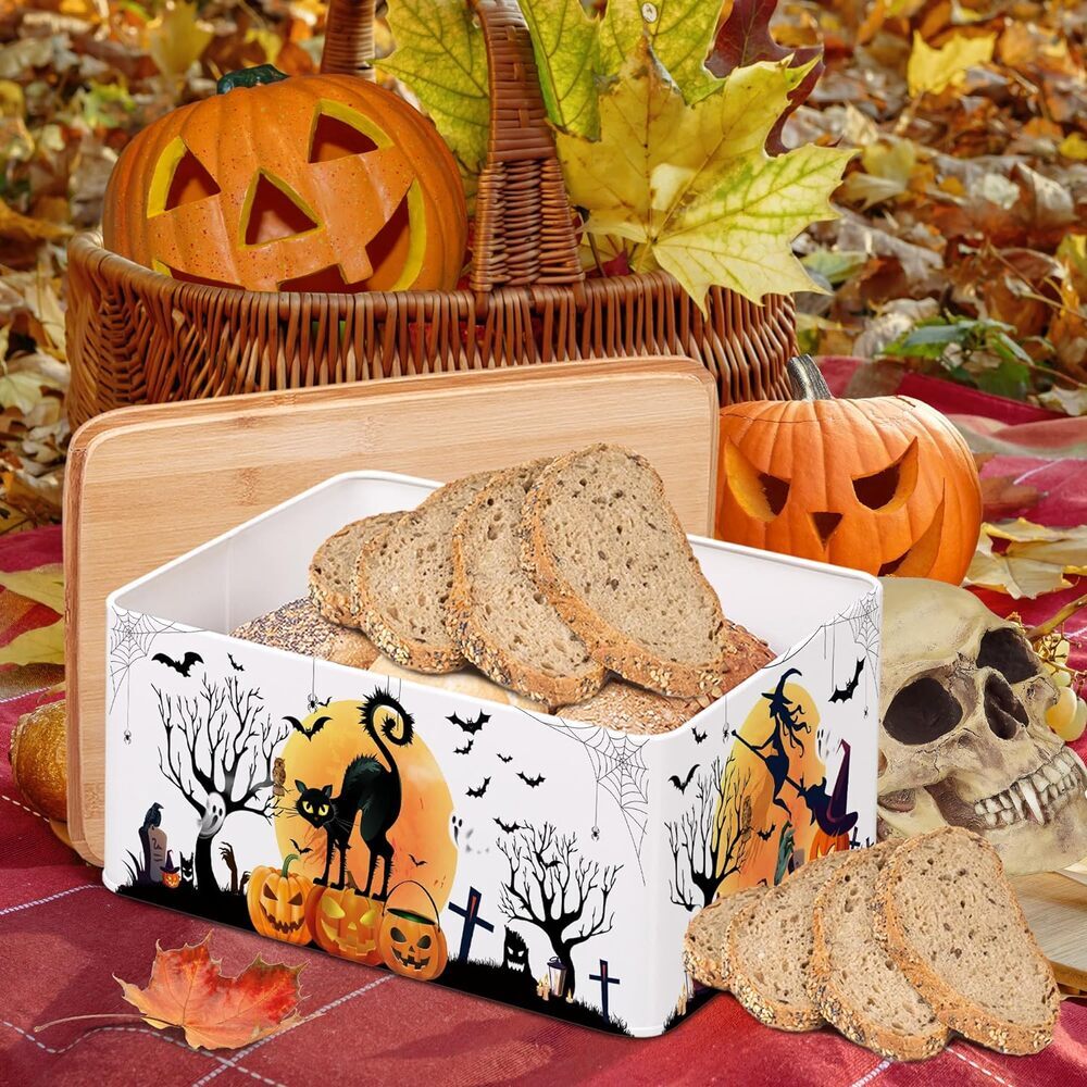 Stylish Halloween Bread Box: Gothic Kitchen Decor with a Feline Twist ...