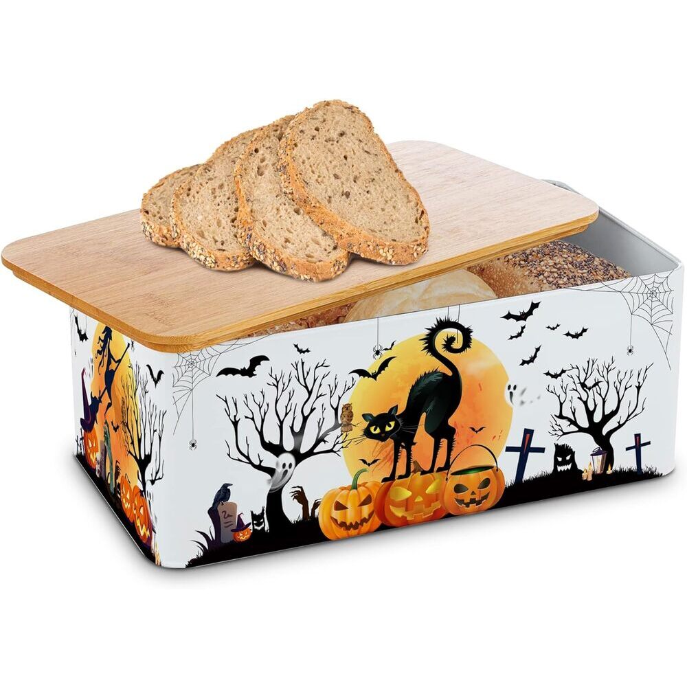 Stylish Halloween Bread Box: Gothic Kitchen Decor with a Feline Twist ...