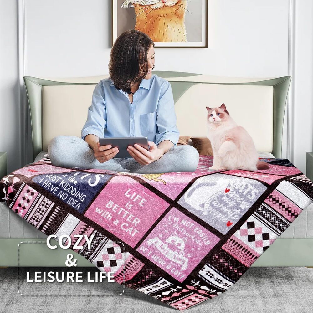 Soft Cozy Cat-Themed Throw Blanket: The Perfect Gift for Cat Lovers ...