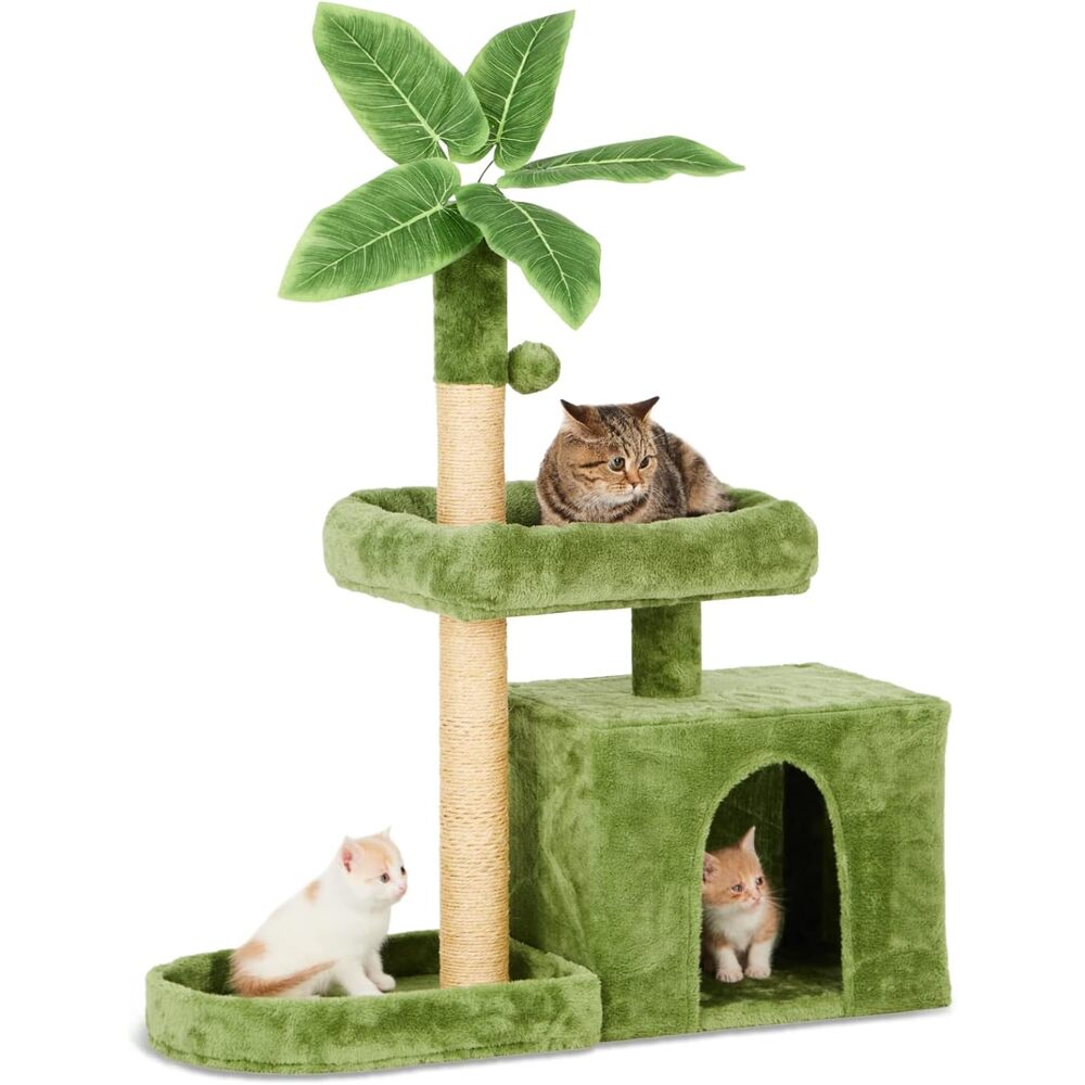 Stylish 31.5″ Cat Palm Tree Tower with Scratching Posts – CatPrestige.com