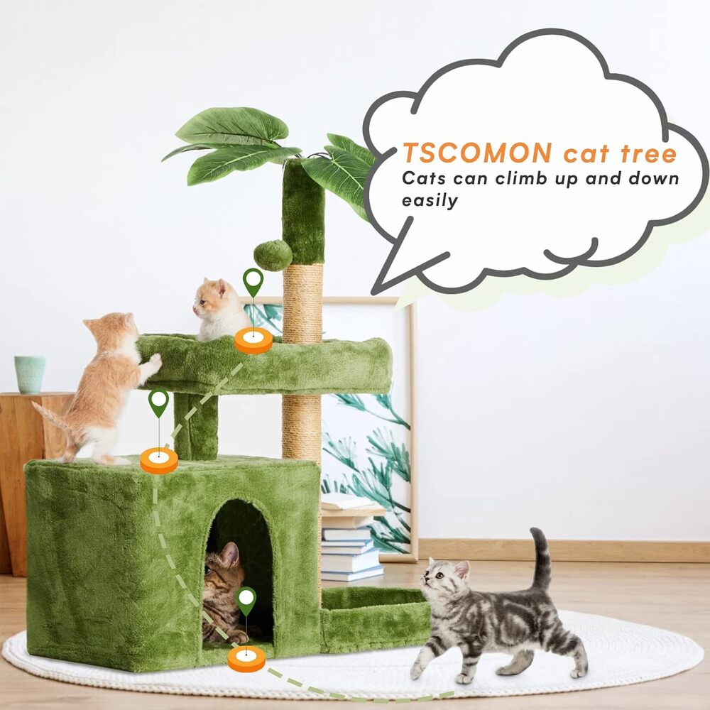 Stylish 31.5″ Cat Palm Tree Tower with Scratching Posts – CatPrestige.com