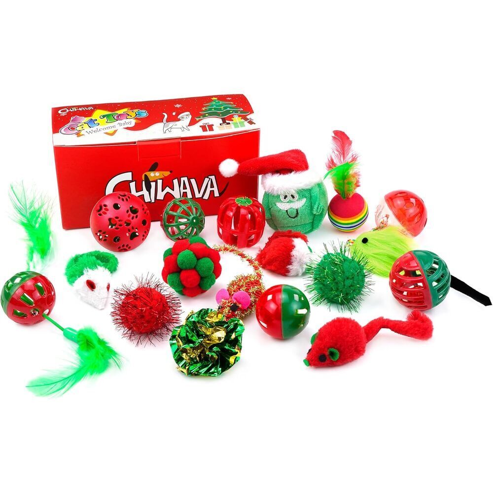 Christmas Cat Toy Set: Assorted Interactive Toys for Kittens & Cats ...