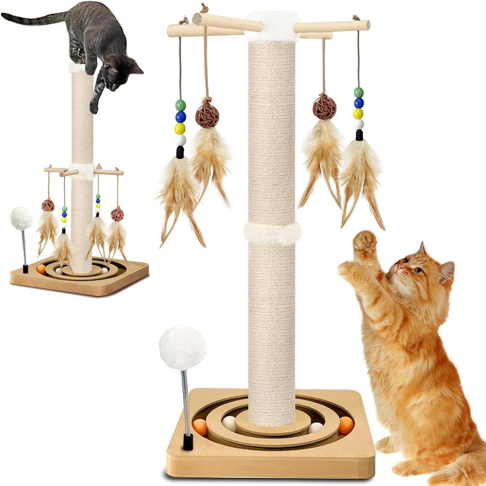 Sturdy Cat Scratching Post with Engaging Toys – CatPrestige.com